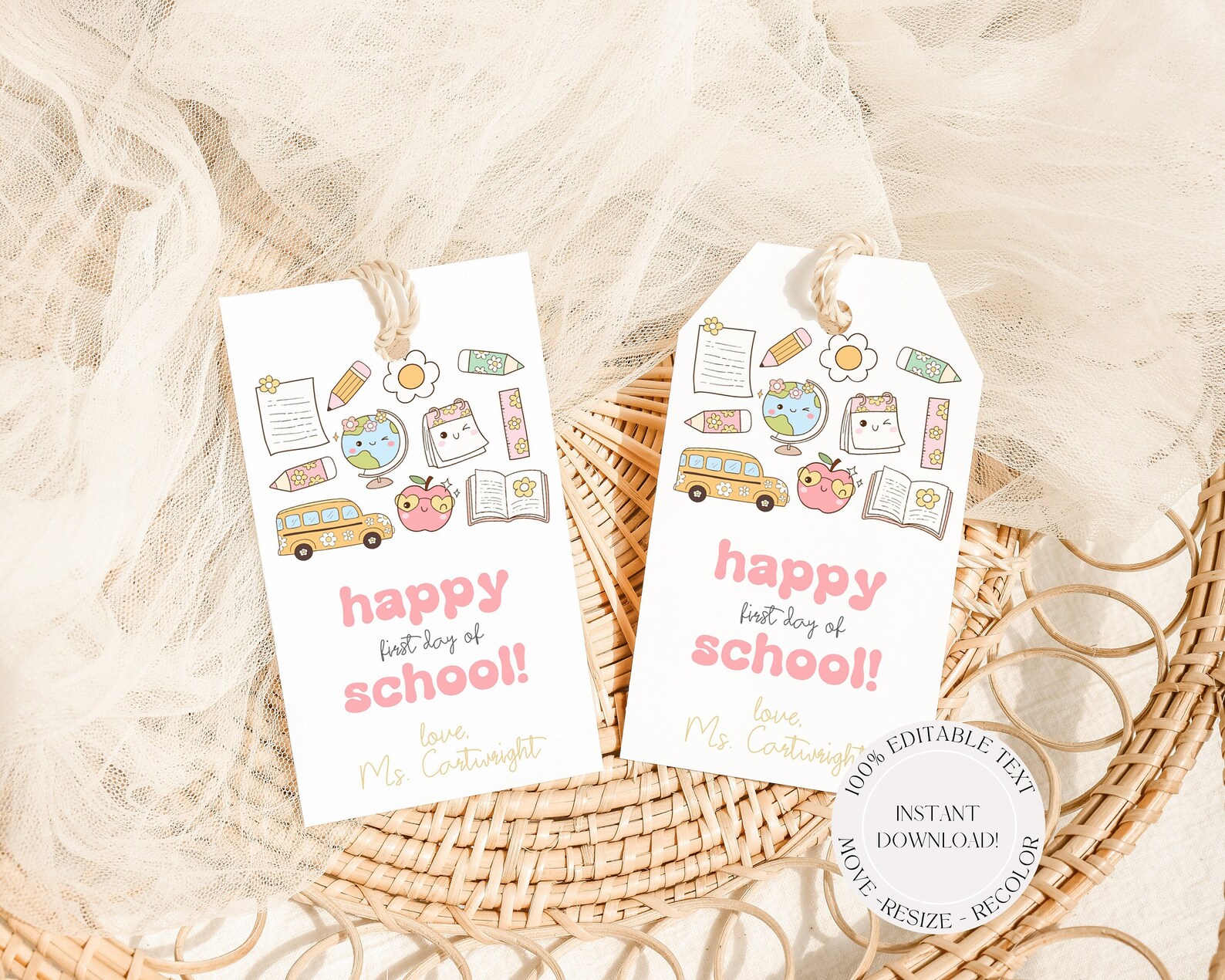 Back to School Printable Tag, First Day of School Teacher Tag, Happy ...