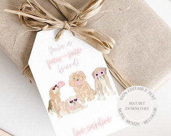 Dog Pawty Favor Tag Printable, Puppy Party Thank You Template, Instant ...