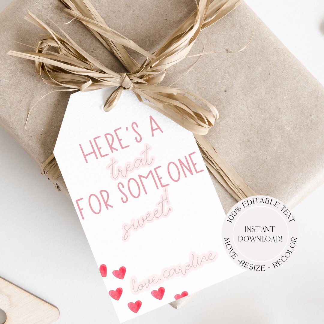 Valentines Day Gift Tag Printable, Personalized Valentines Tag Template ...