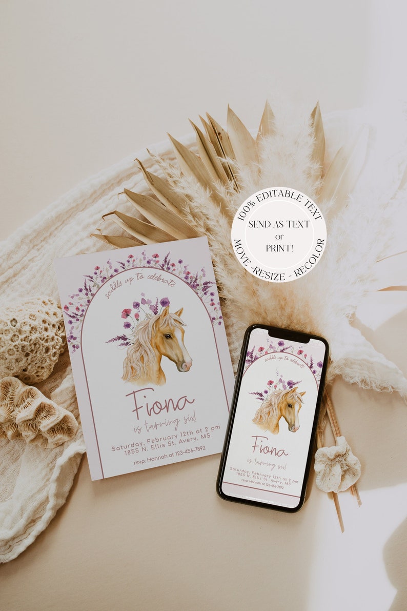 Pony Editable Birthday Invitation, Pony Party Invite Printable ...