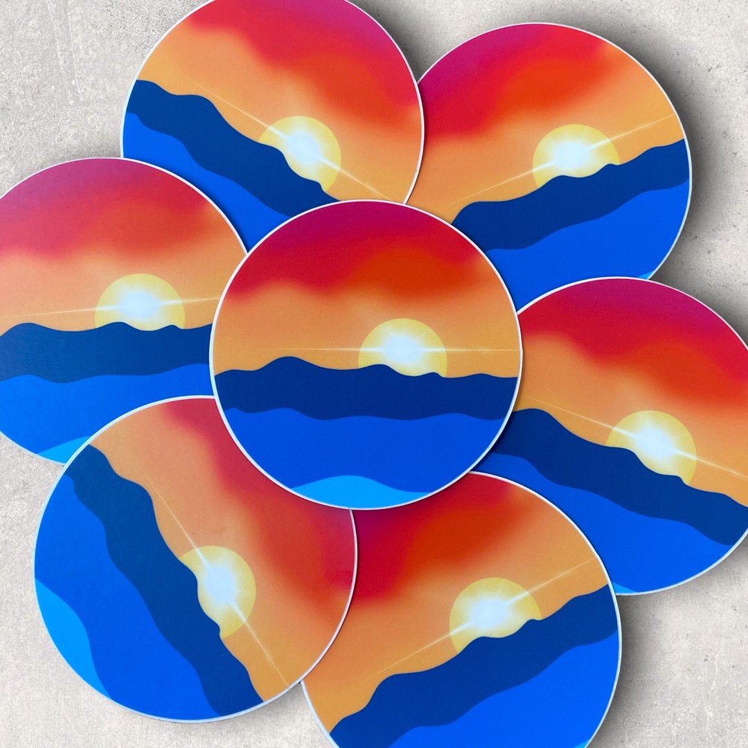Ocean Sunset Vinyl Sticker - Etsy