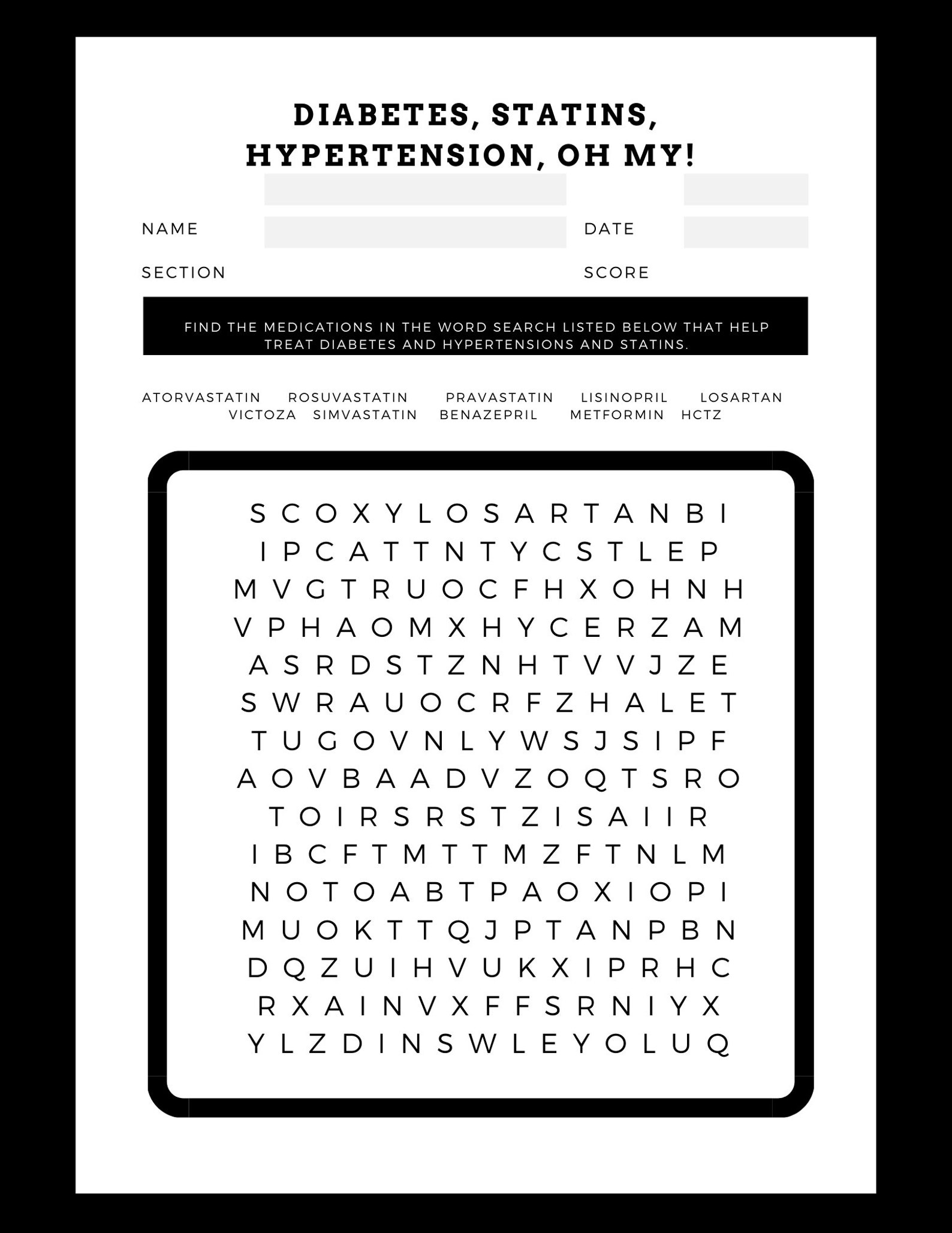 Medication Word Search - Etsy