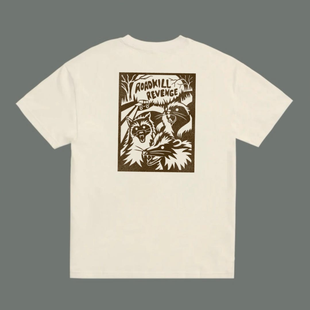 Hand Printed T-shirt (roadkill Revenge Print) - Etsy
