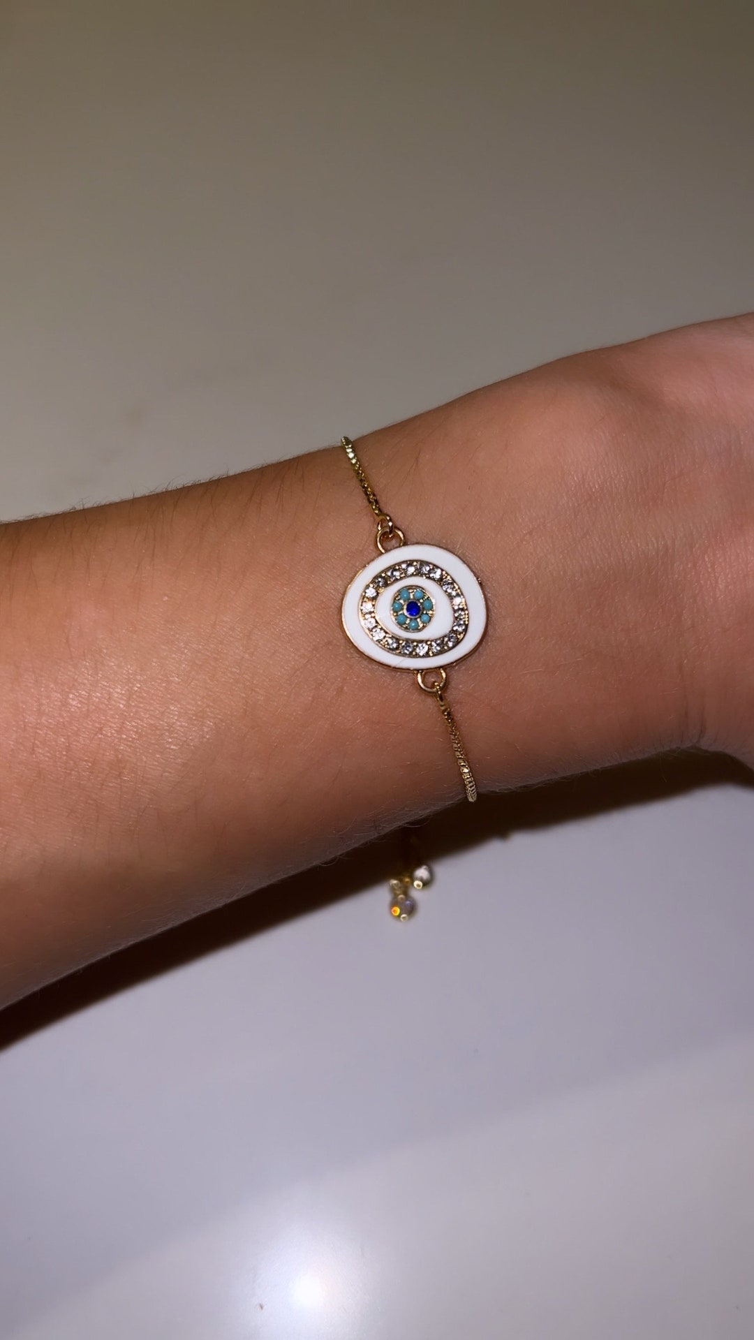 One of A Kind Evil Eye White Diamond Bracelet Evil Eye Nazar Jewelry ...