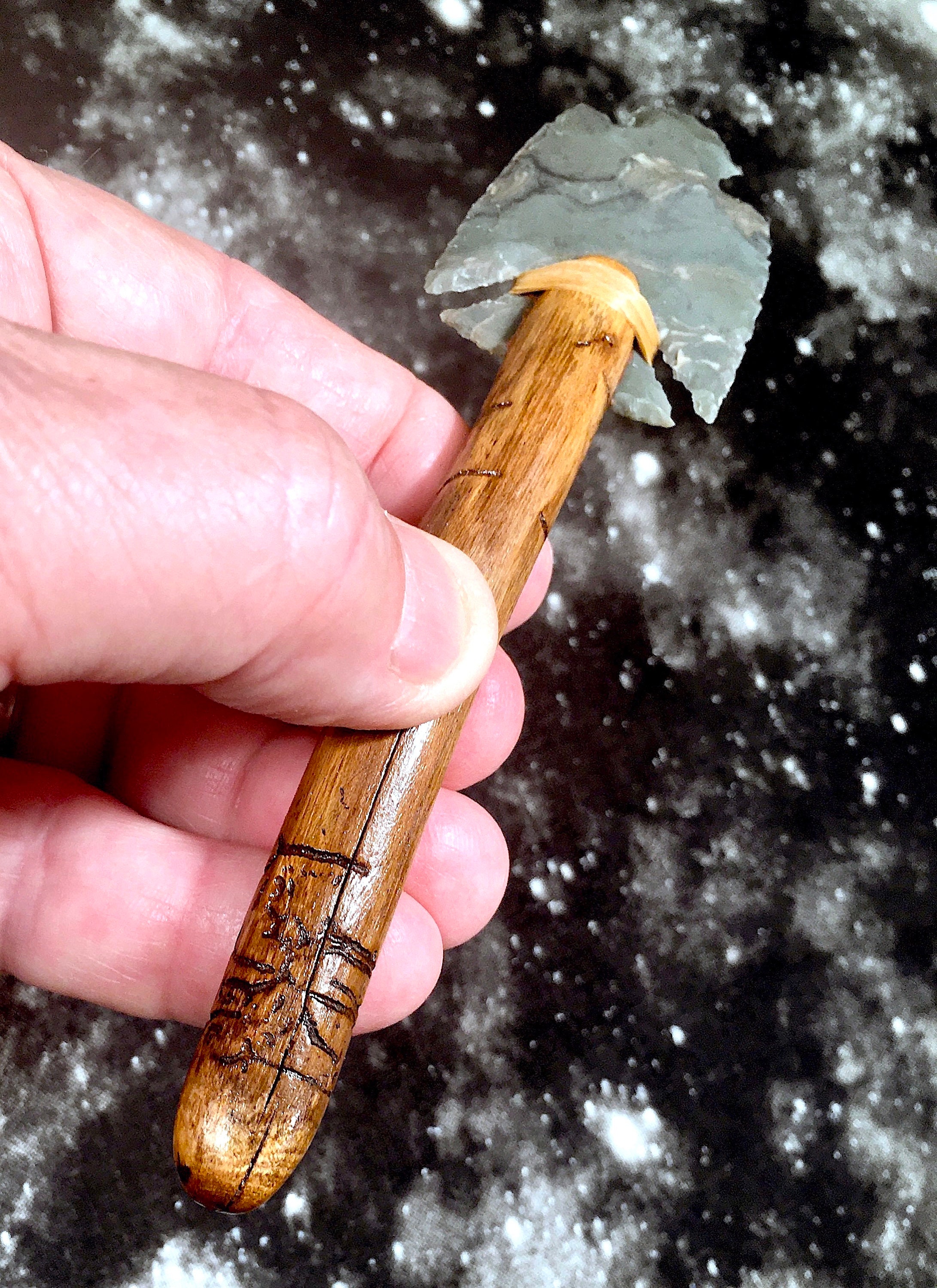 Phoenix Effigy Keppen Wand: Insect Carved Druid Wand, Wizard Wand ...