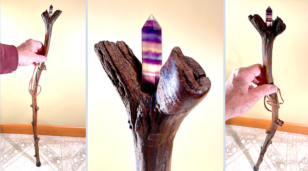 Kids Amethyst Crystal Witch / Wizard Staff, Purple Crystal Ren Fair ...