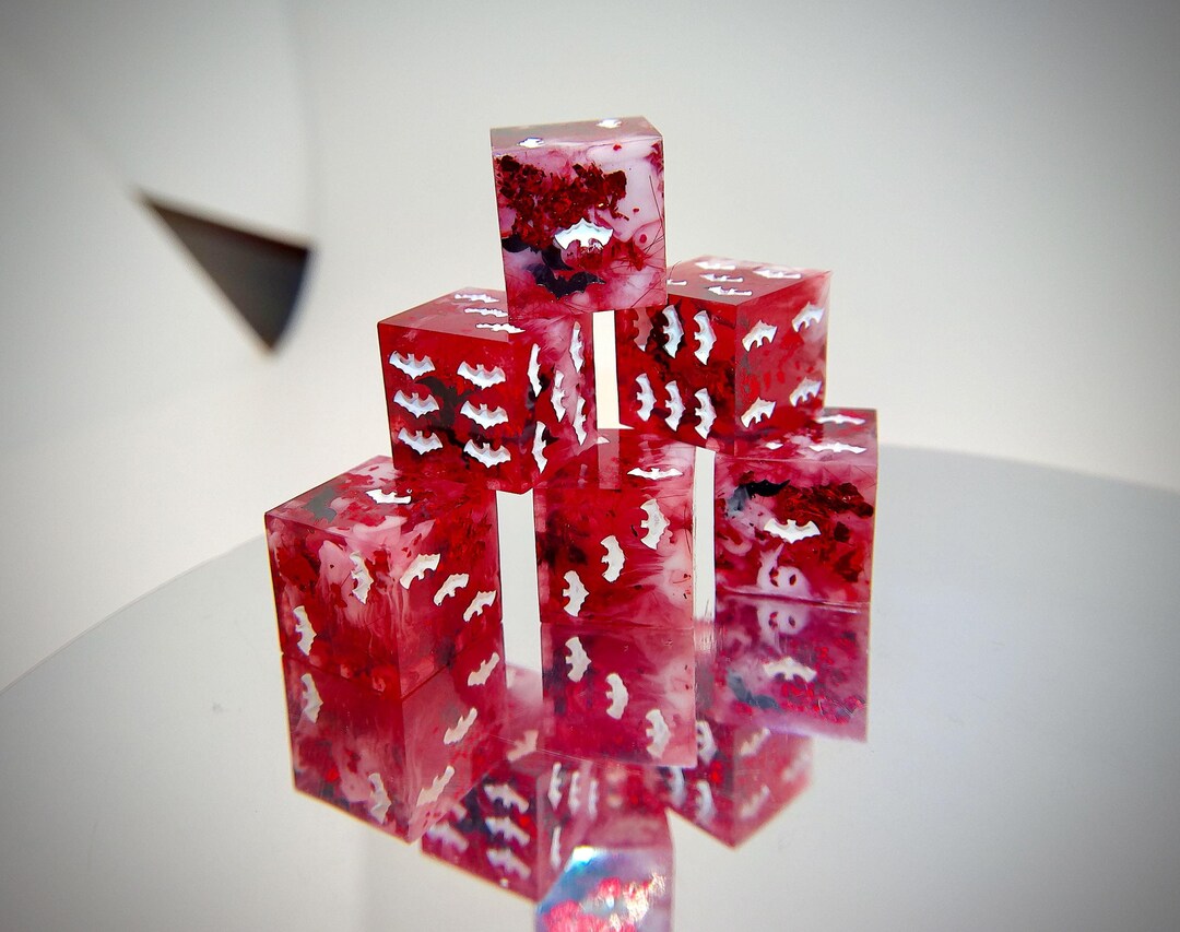 Vampiric Inflection 6pc Bat Glitter Dice Vampire Dice Set Handmade ...