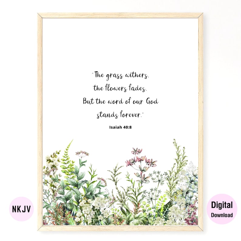 Isaiah 40:8 NKJV & KJV - Bible Verse Printable Wall Art | Digital ...