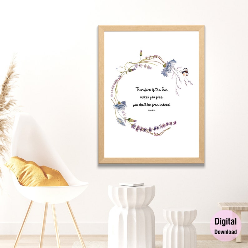 John 8:36 NKJV & KJV - Bible Verse Printable Wall Art | Digital ...