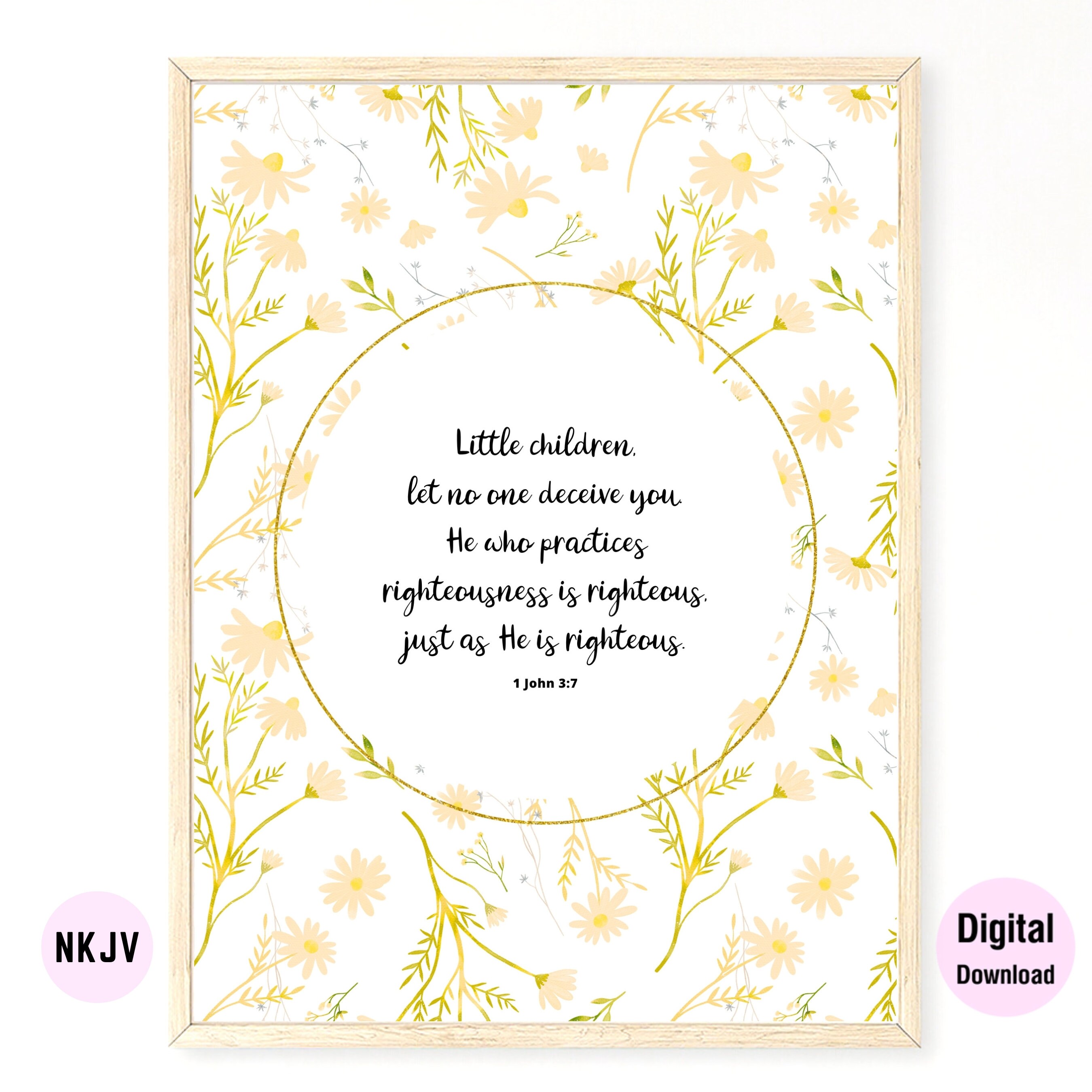 1 John 3:7 NKJV & KJV Bible Verse Printable Wall Art Digital Scripture ...
