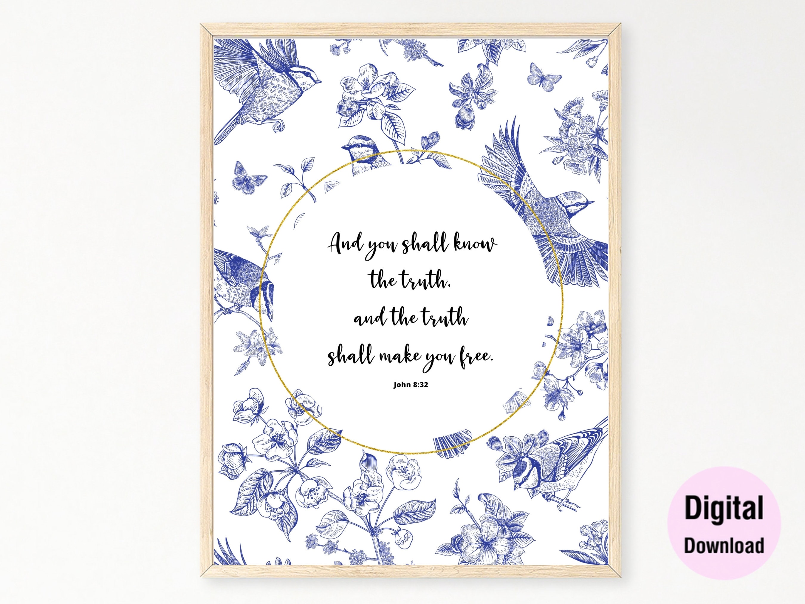 John 8:32 NKJV & KJV Bible Verse Printable Wall Art Home Decor ...