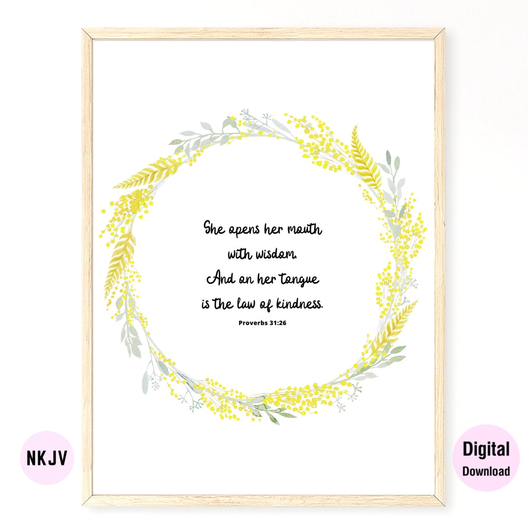 Proverbs 31:26 NKJV & KJV - Bible Verse Printable Wall Art | Digital ...