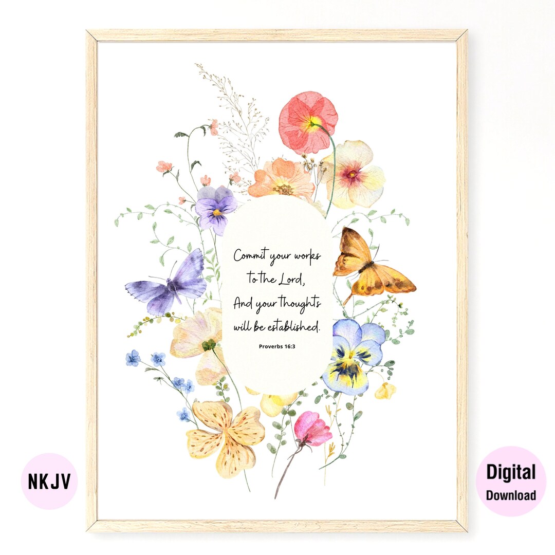 Proverbs 16:3 NKJV & KJV - Bible Verse Printable Wall Art | Digital ...