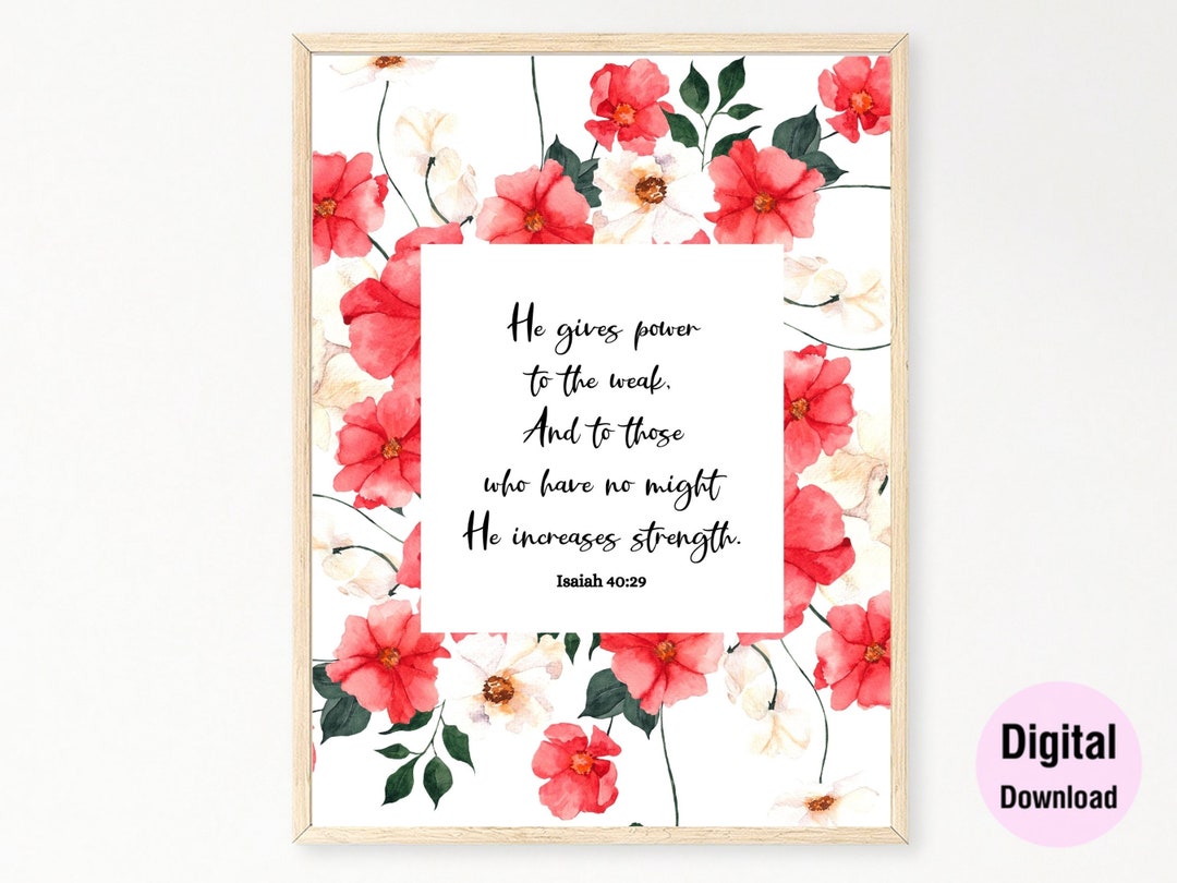 Isaiah 40:29 NKJV & KJV - Bible Verse Printable Wall Art | Digital ...