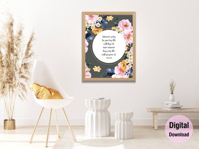 Luke 17:33 NKJV & KJV Bible Verse Printable Wall Art Home - Etsy