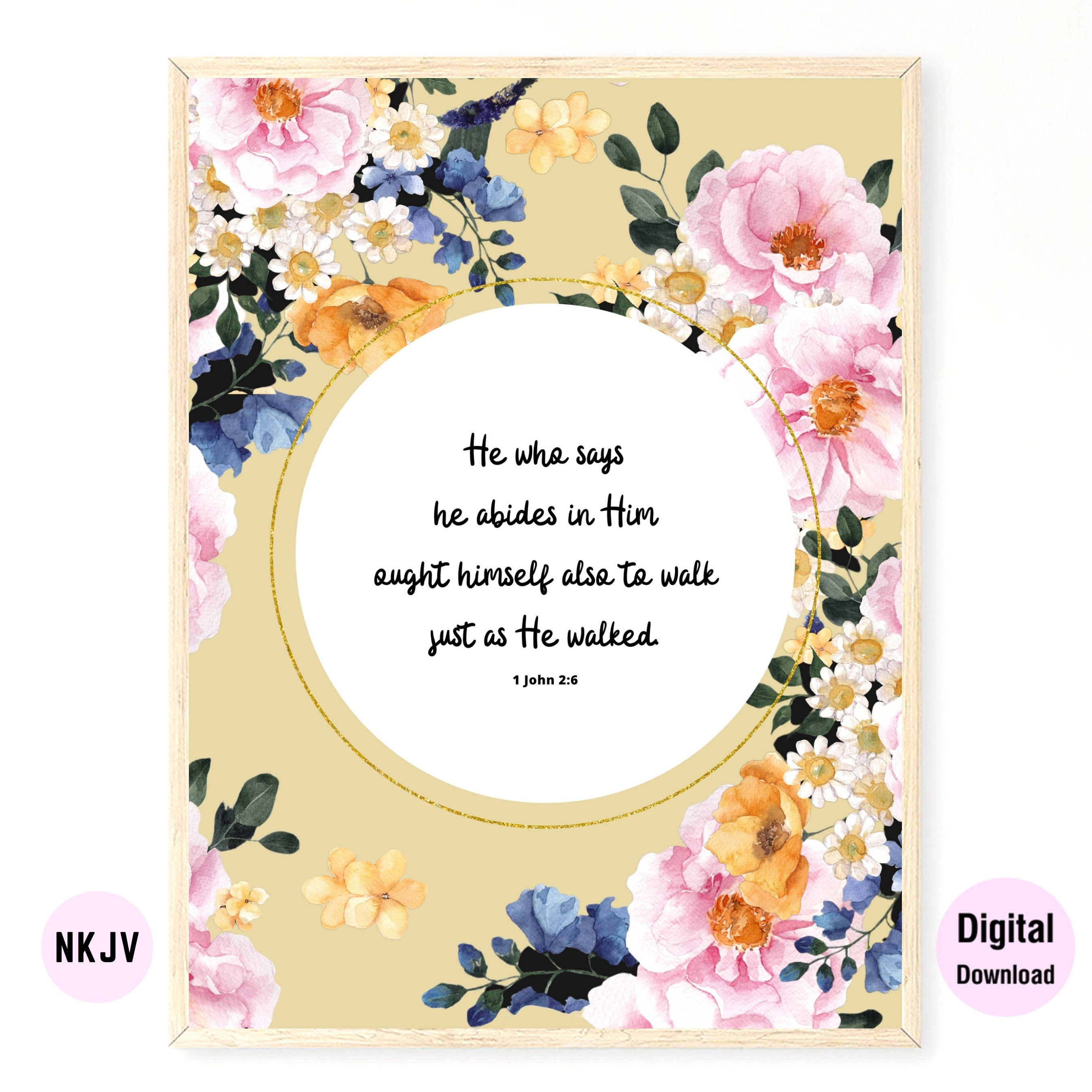 1 John 2:6 NKJV & KJV Bible Verse Printable Wall Art Digital Scripture ...