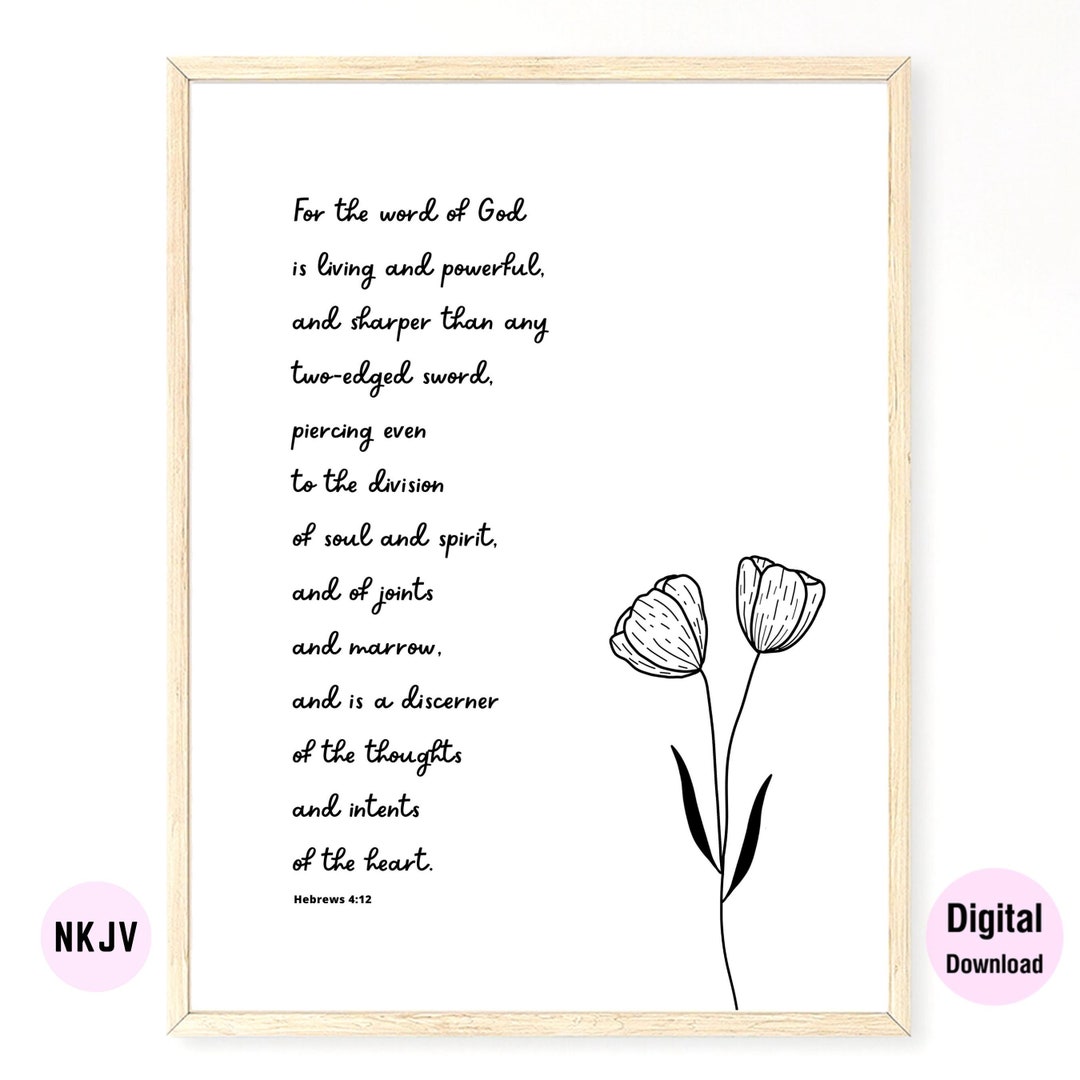 Hebrews 4:12 NKJV & KJV - Bible Verse Printable Wall Art | Digital ...