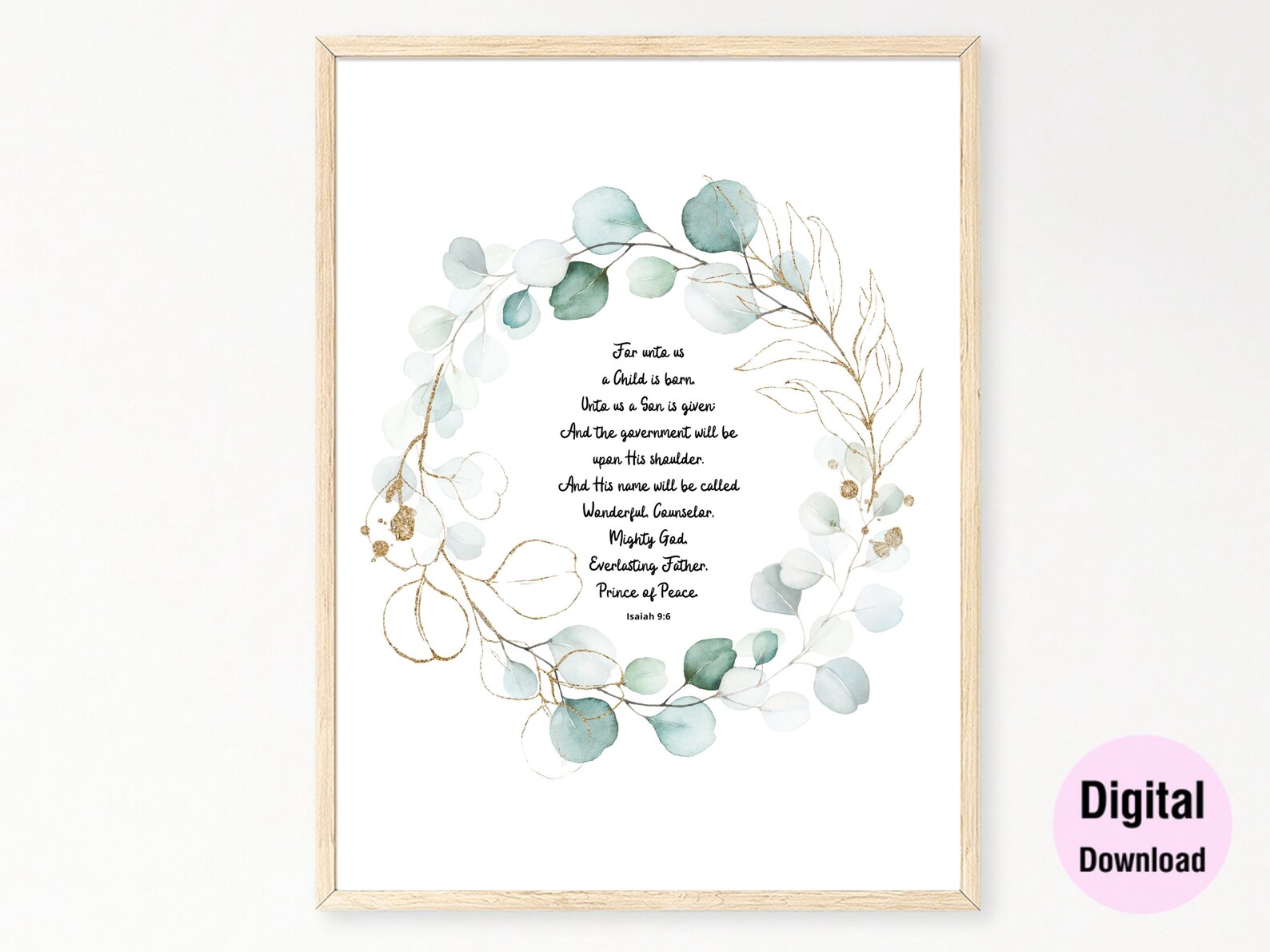 Isaiah 9:6 NKJV & KJV Bible Verse Printable Wall Art Digital Download ...