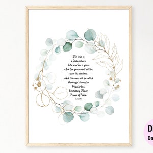 Isaiah 9:6 NKJV & KJV - Bible Verse Printable Wall Art | Digital ...