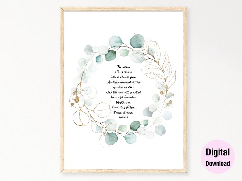 Isaiah 9:6 NKJV & KJV Bible Verse Printable Wall Art Digital Download ...