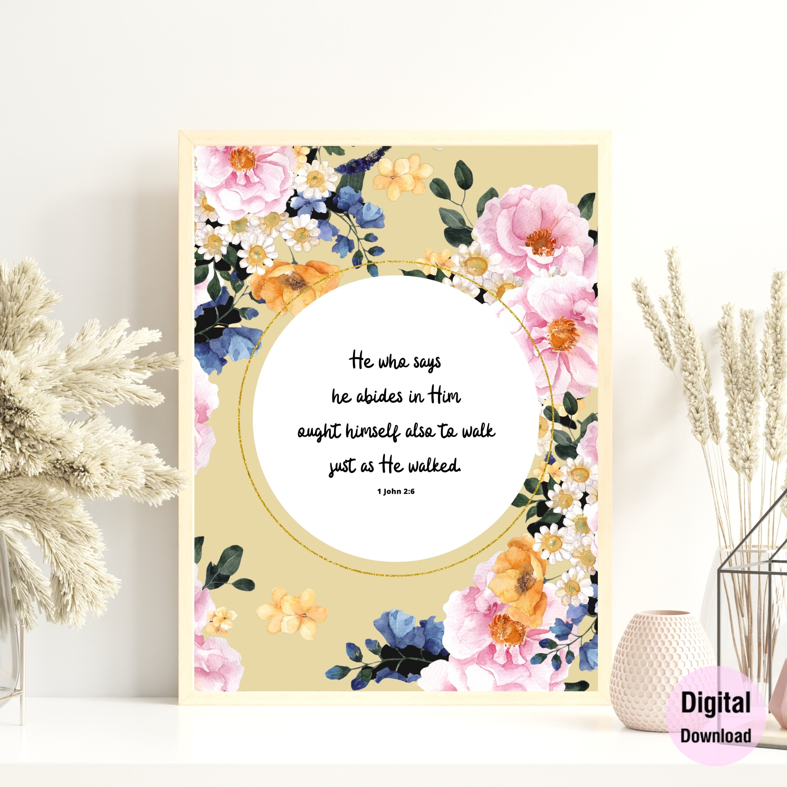 1 John 2:6 NKJV & KJV Bible Verse Printable Wall Art Digital Scripture ...