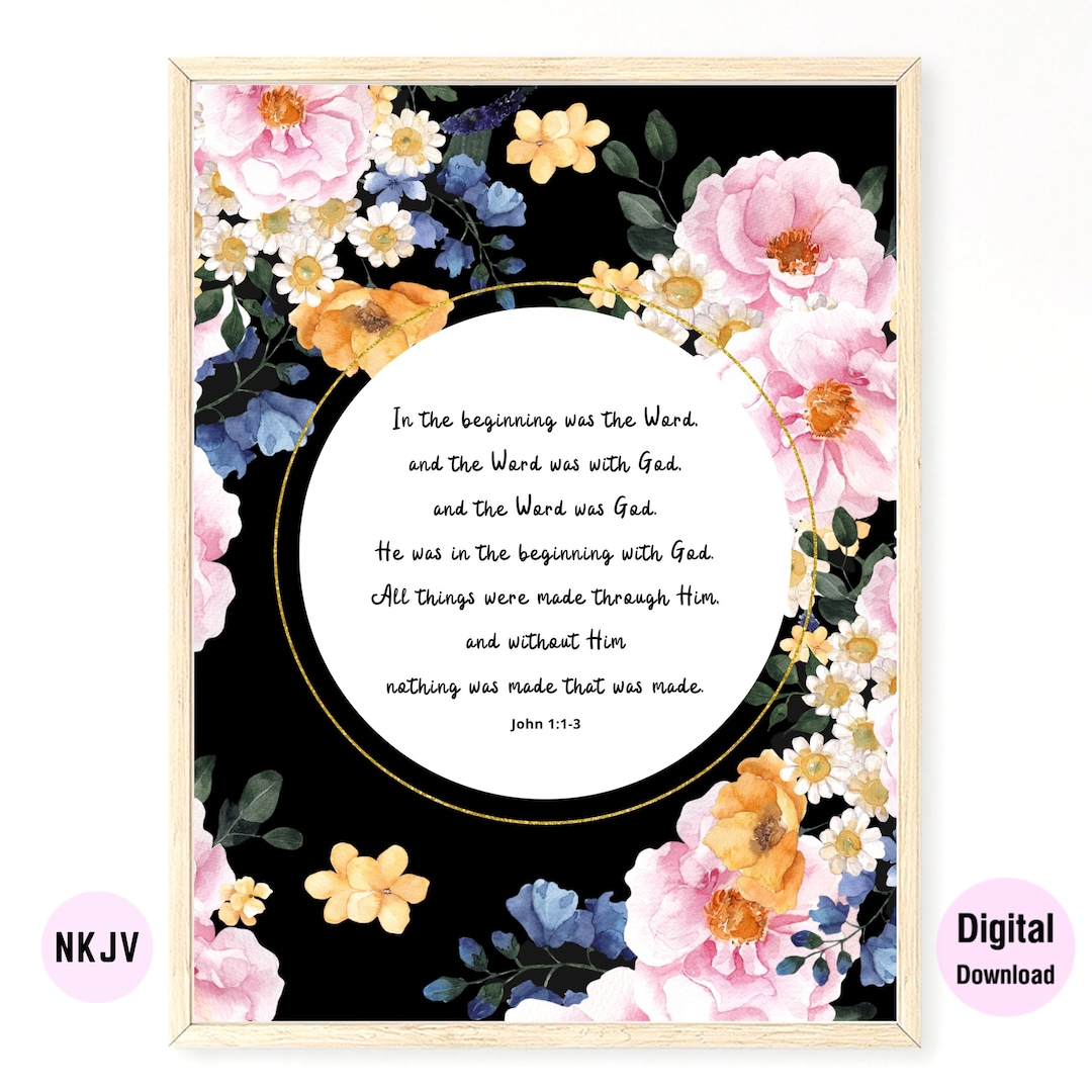 John 1:1-3 NKJV & KJV - Bible Verse Printable Wall Art | Digital ...