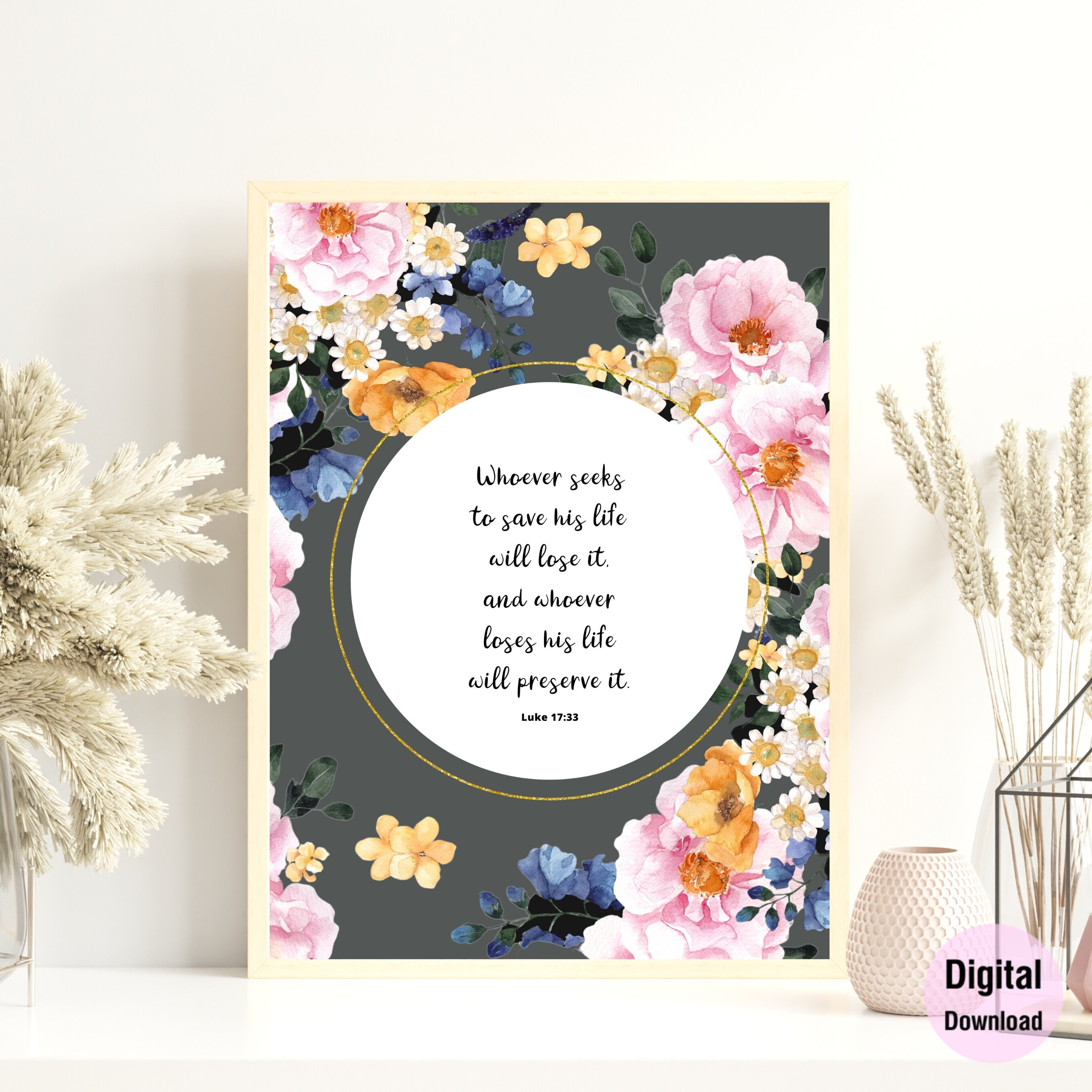 Luke 17:33 NKJV & KJV Bible Verse Printable Wall Art Digital Scripture ...