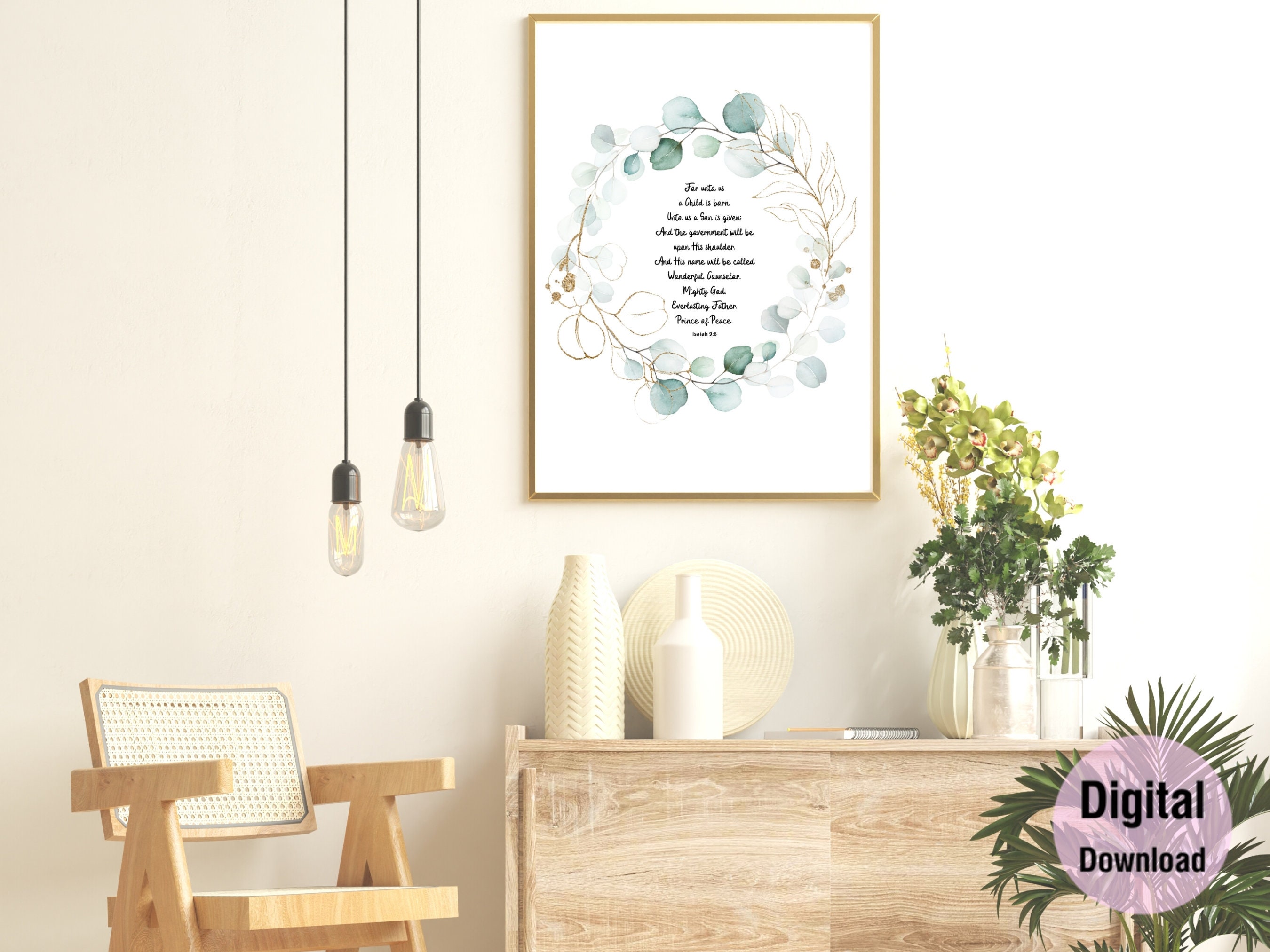 Isaiah 9:6 NKJV & KJV Bible Verse Printable Wall Art Home Decor ...