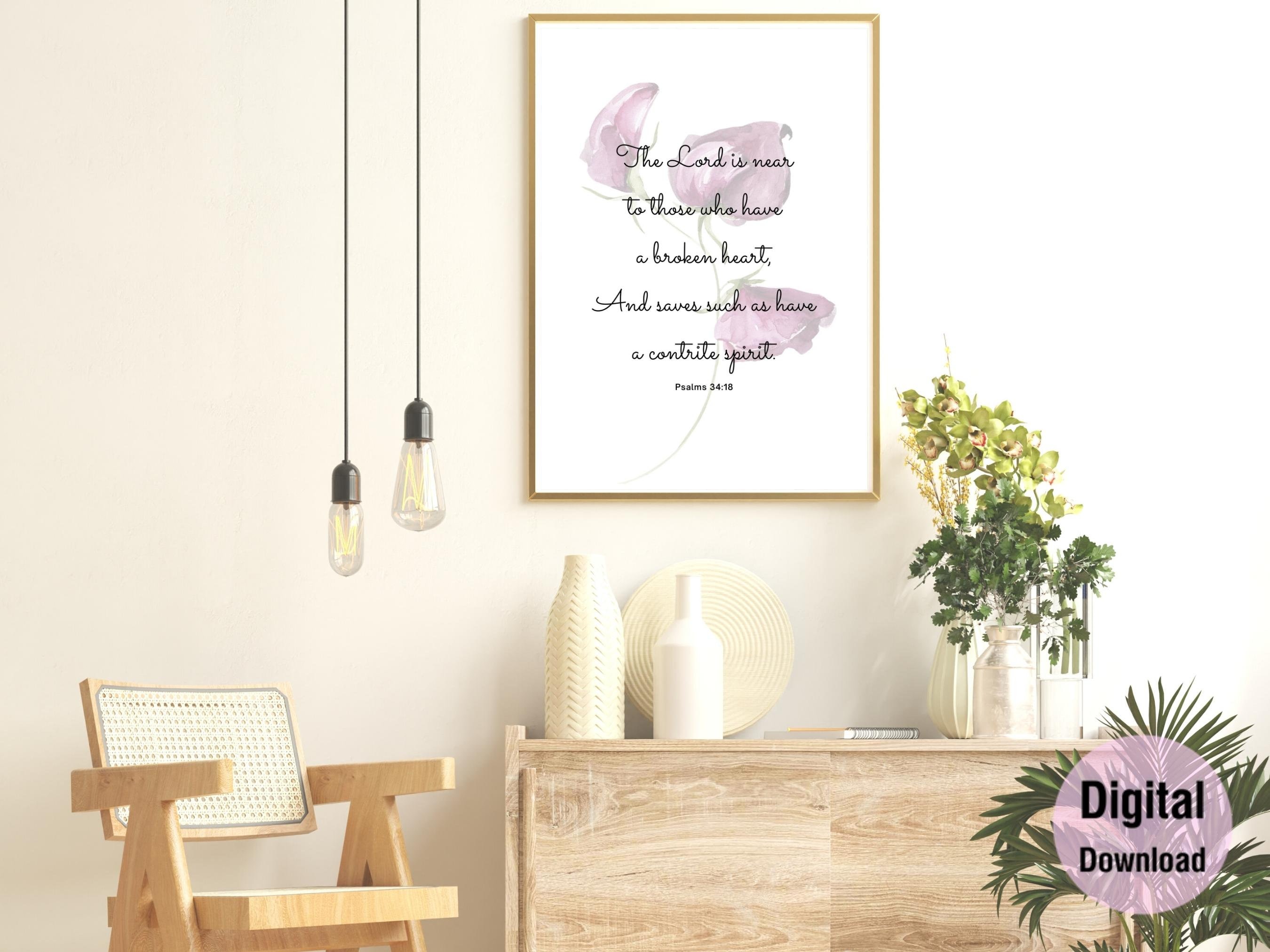 Psalms 34:18 NKJV & KJV - Bible Verse Printable Wall Art | Digital ...