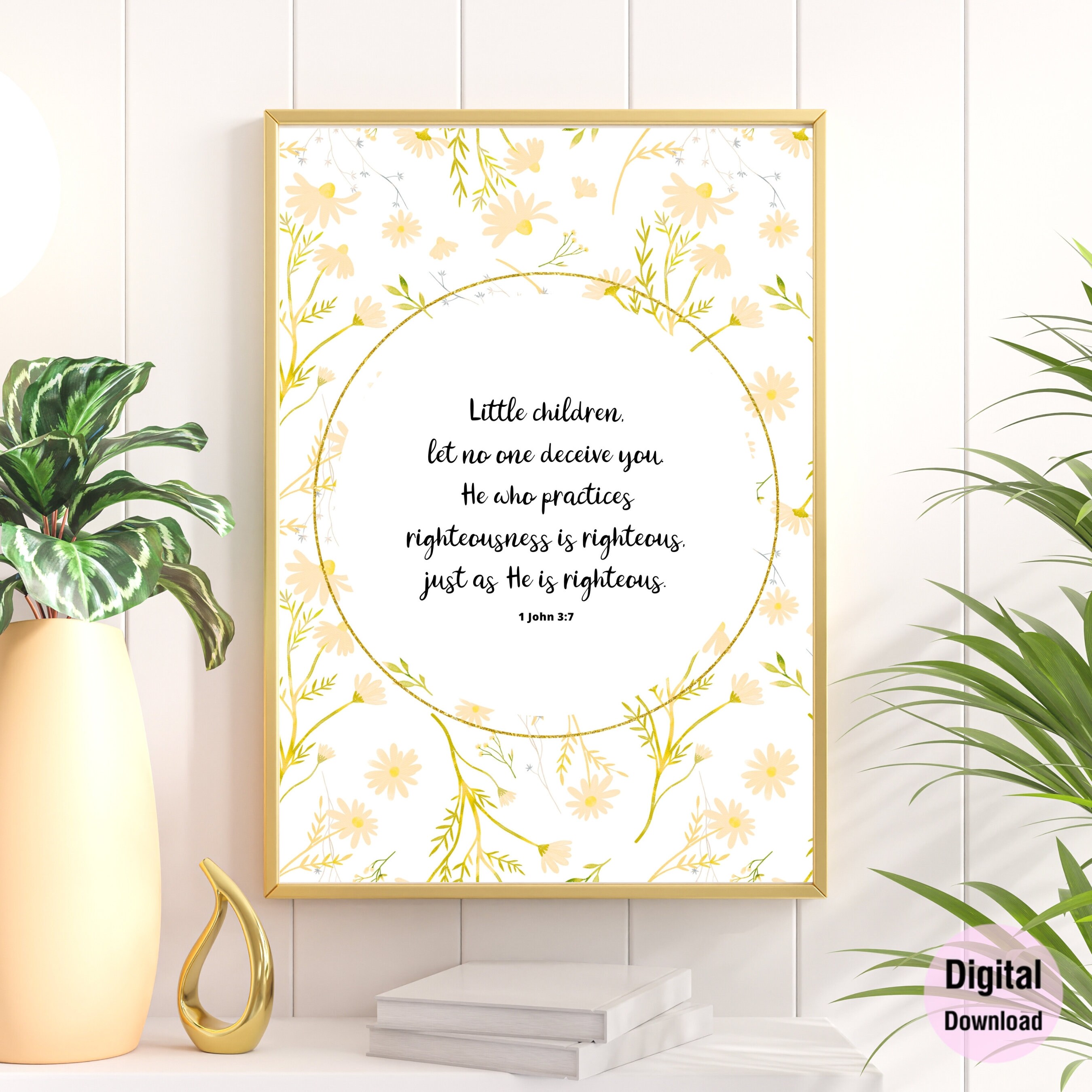 1 John 3:7 NKJV & KJV Bible Verse Printable Wall Art Digital Scripture ...