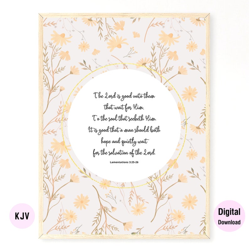 Lamentations 3:25-26 NKJV & KJV - Bible Verse Printable Wall Art ...