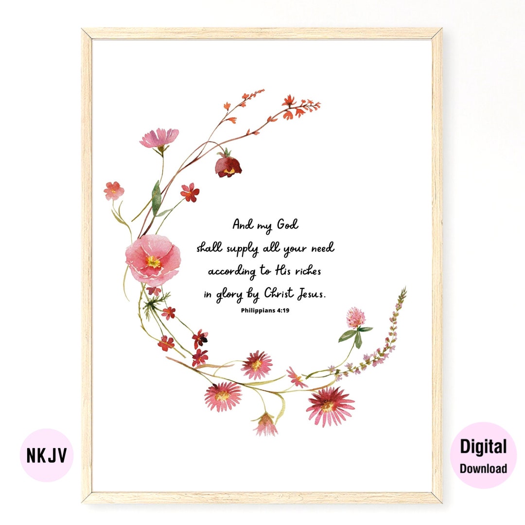 Philippians 4:19 NKJV & KJV - Bible Verse Printable Wall Art | Digital ...