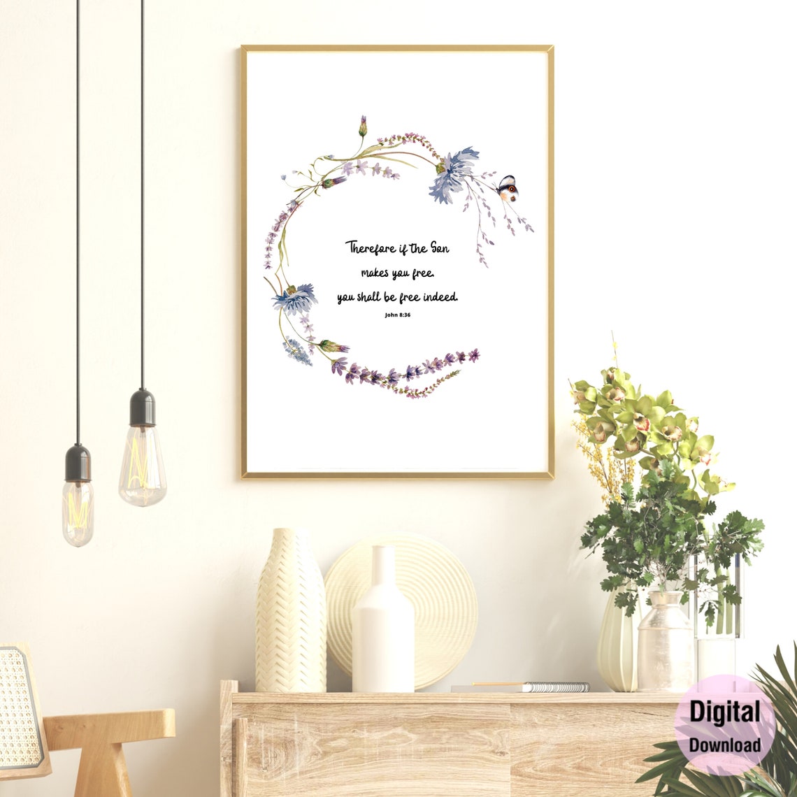 John 8:36 NKJV & KJV Bible Verse Printable Wall Art Digital Scripture ...