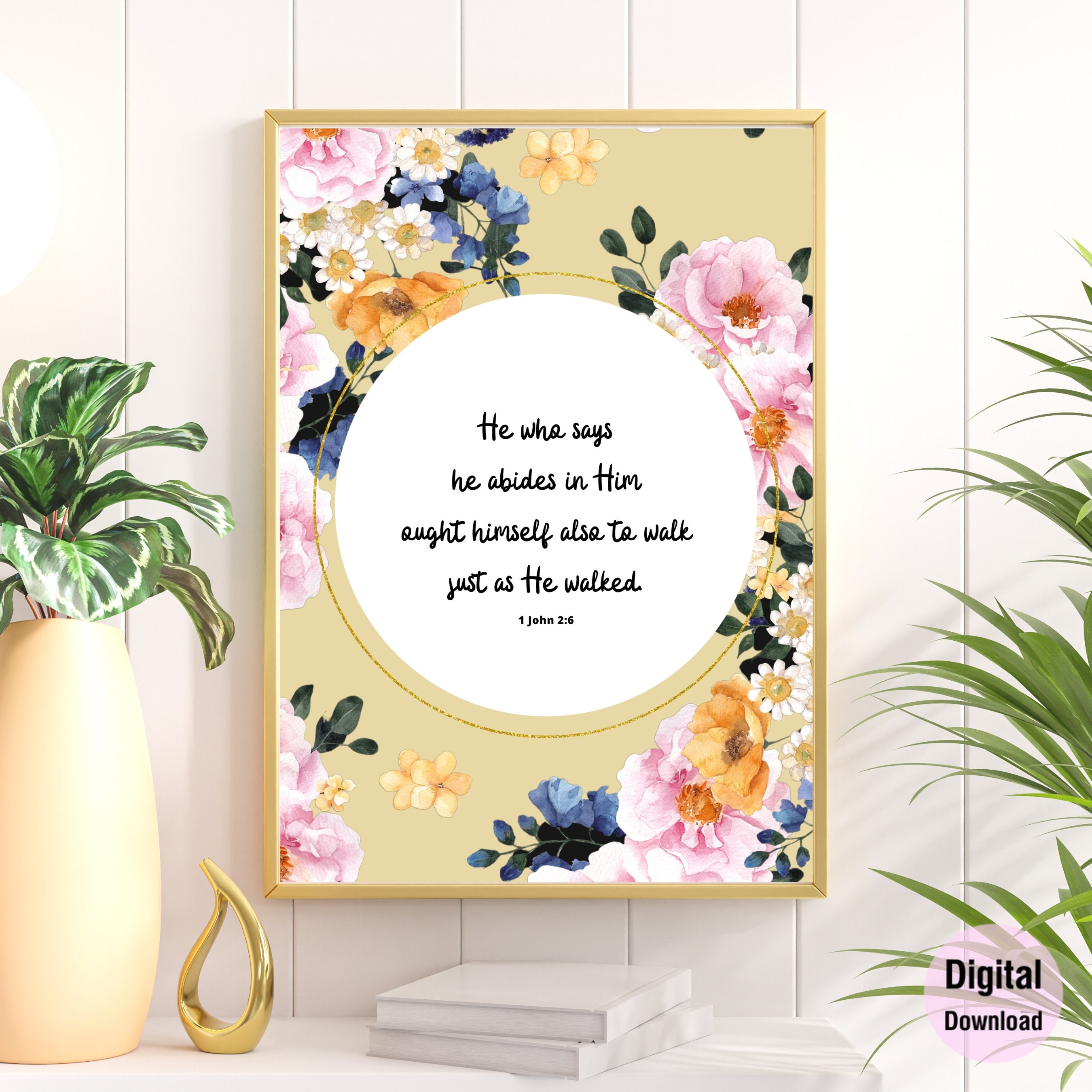 1 John 2:6 NKJV & KJV Bible Verse Printable Wall Art Digital Scripture ...