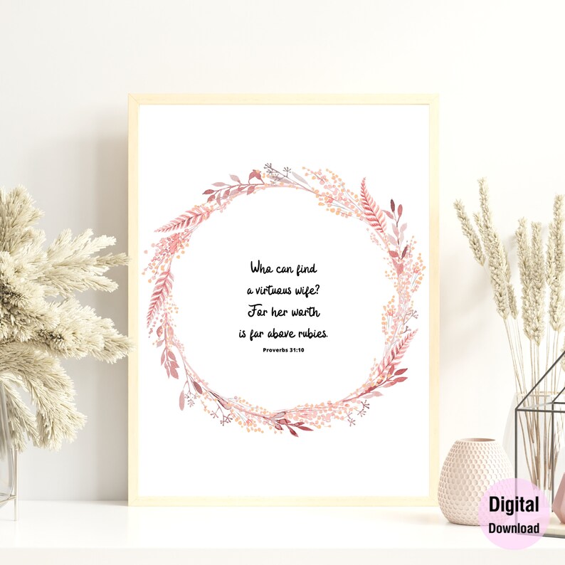 Proverbs 31:10 NKJV & KJV Bible Verse Printable Wall Art - Etsy
