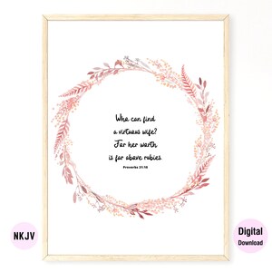 Proverbs 31:10 NKJV & KJV Bible Verse Printable Wall Art - Etsy