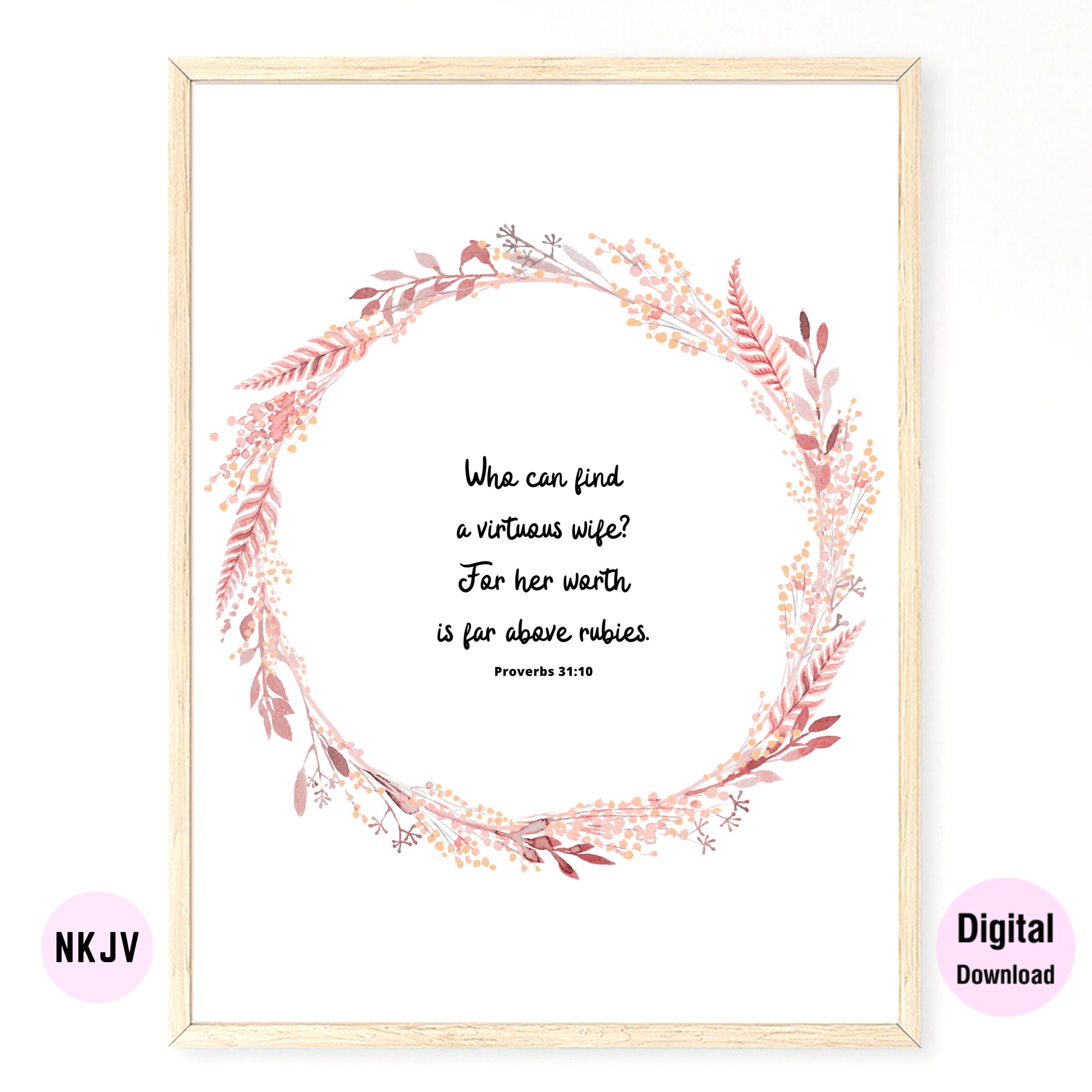 Proverbs 31:10 NKJV & KJV Bible Verse Printable Wall Art Digital ...