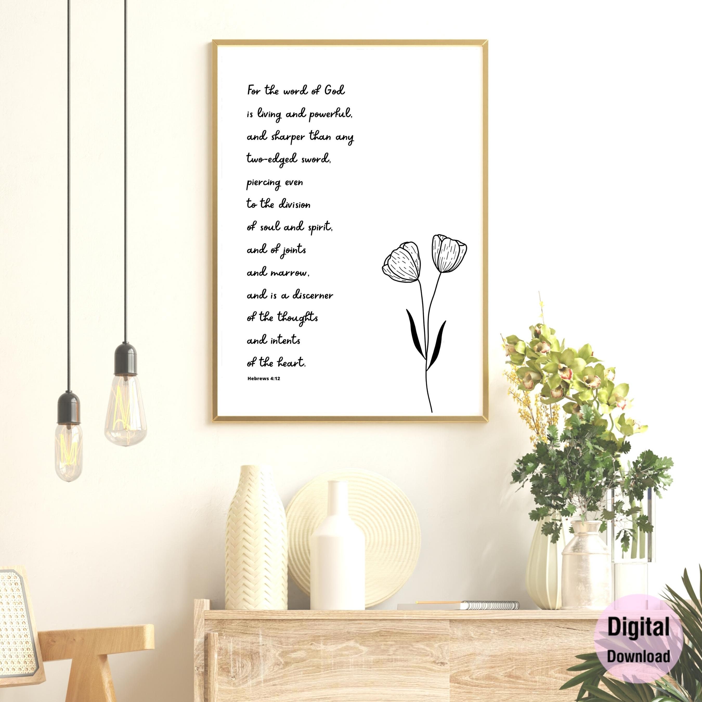 Hebrews 4:12 NKJV & KJV - Bible Verse Printable Wall Art | Digital ...