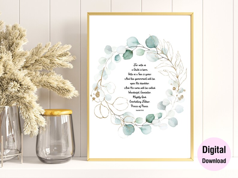 Isaiah 9:6 NKJV & KJV Bible Verse Printable Wall Art Home Decor ...