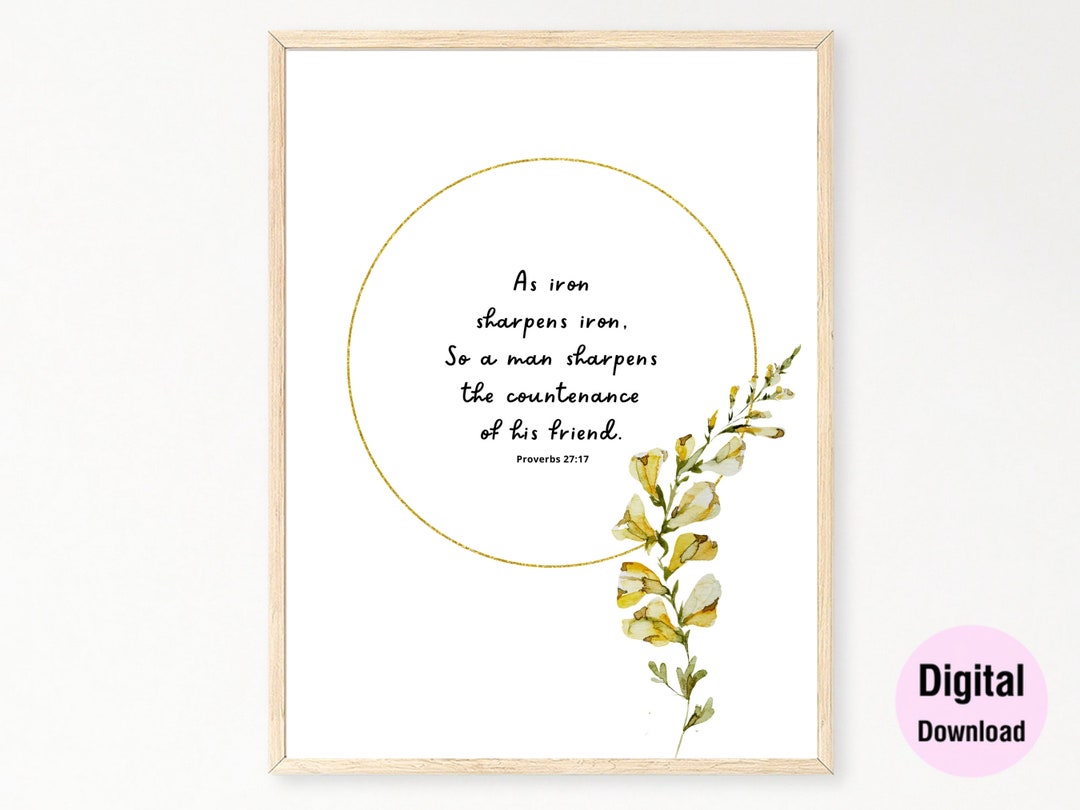Proverbs 27:17 NKJV & KJV Bible Verse Printable Wall Art - Etsy