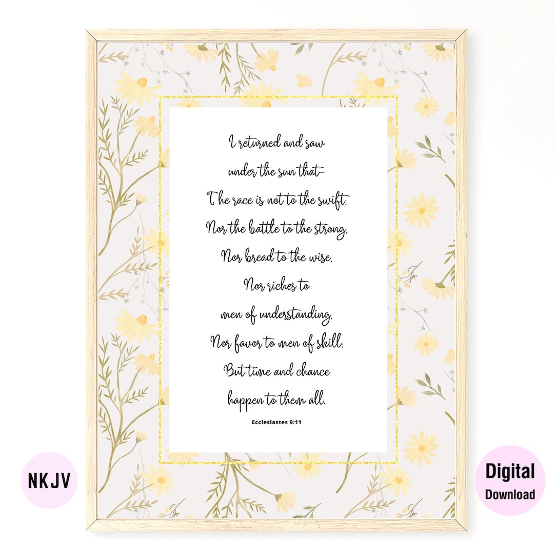 Ecclesiastes 9:11 NKJV & KJV - Bible Verse Printable Wall Art | Digital ...