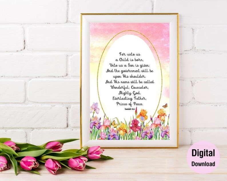 Isaiah 9:6 NKJV & KJV Bible Verse Printable Wall Art Home - Etsy