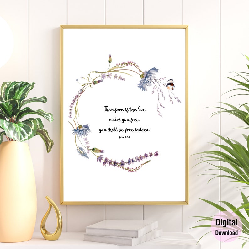 John 8:36 NKJV & KJV - Bible Verse Printable Wall Art | Digital ...