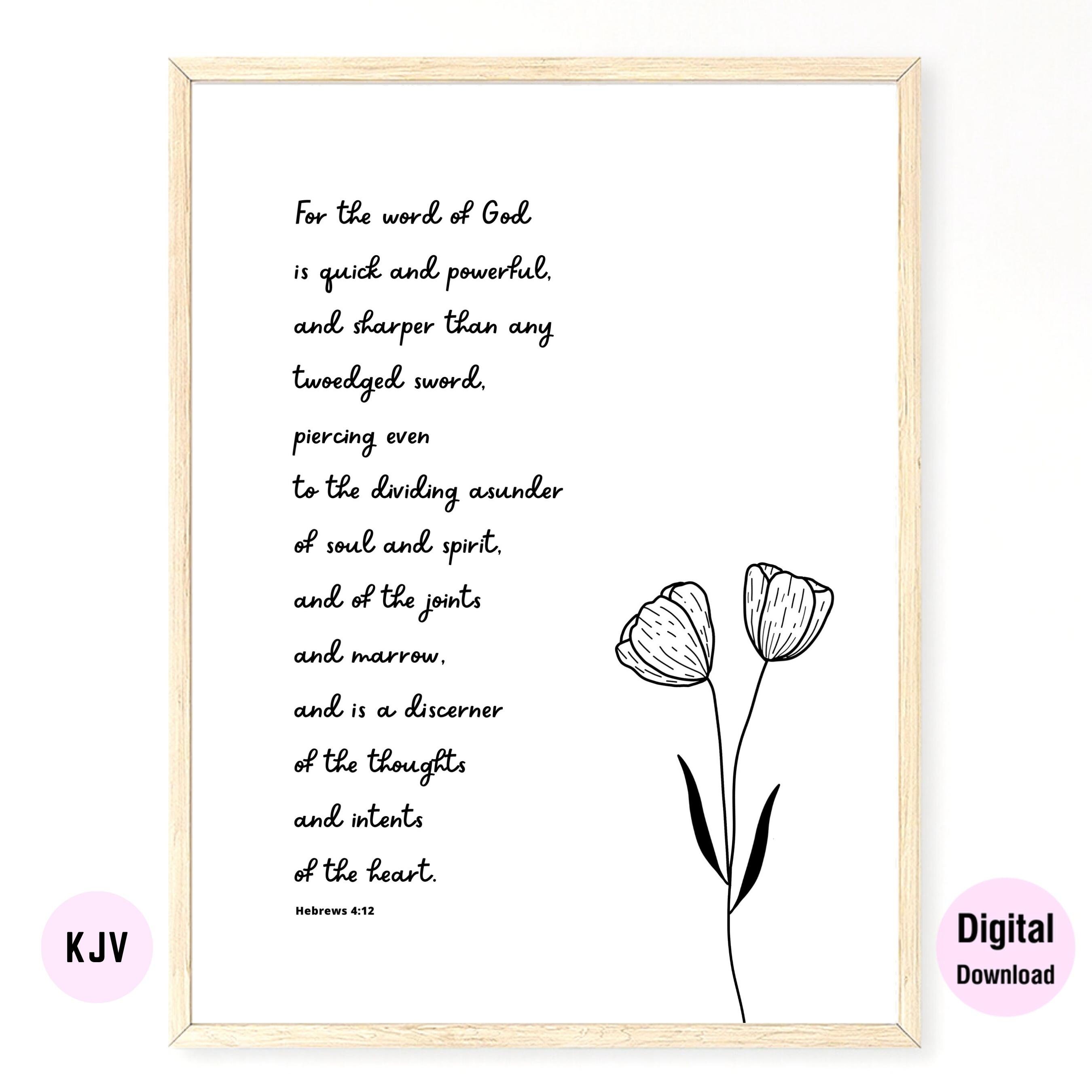 Hebrews 4:12 NKJV & KJV - Bible Verse Printable Wall Art | Digital ...