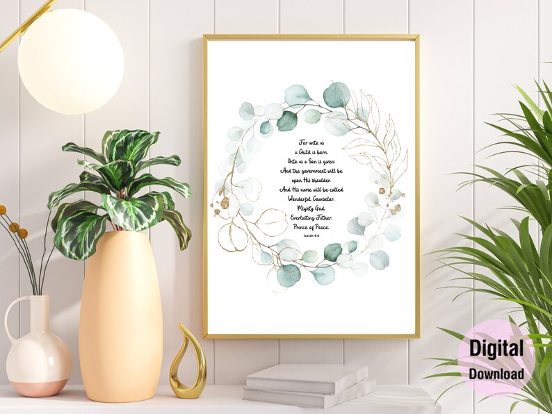 Isaiah 9:6 NKJV & KJV Bible Verse Printable Wall Art Digital Download ...