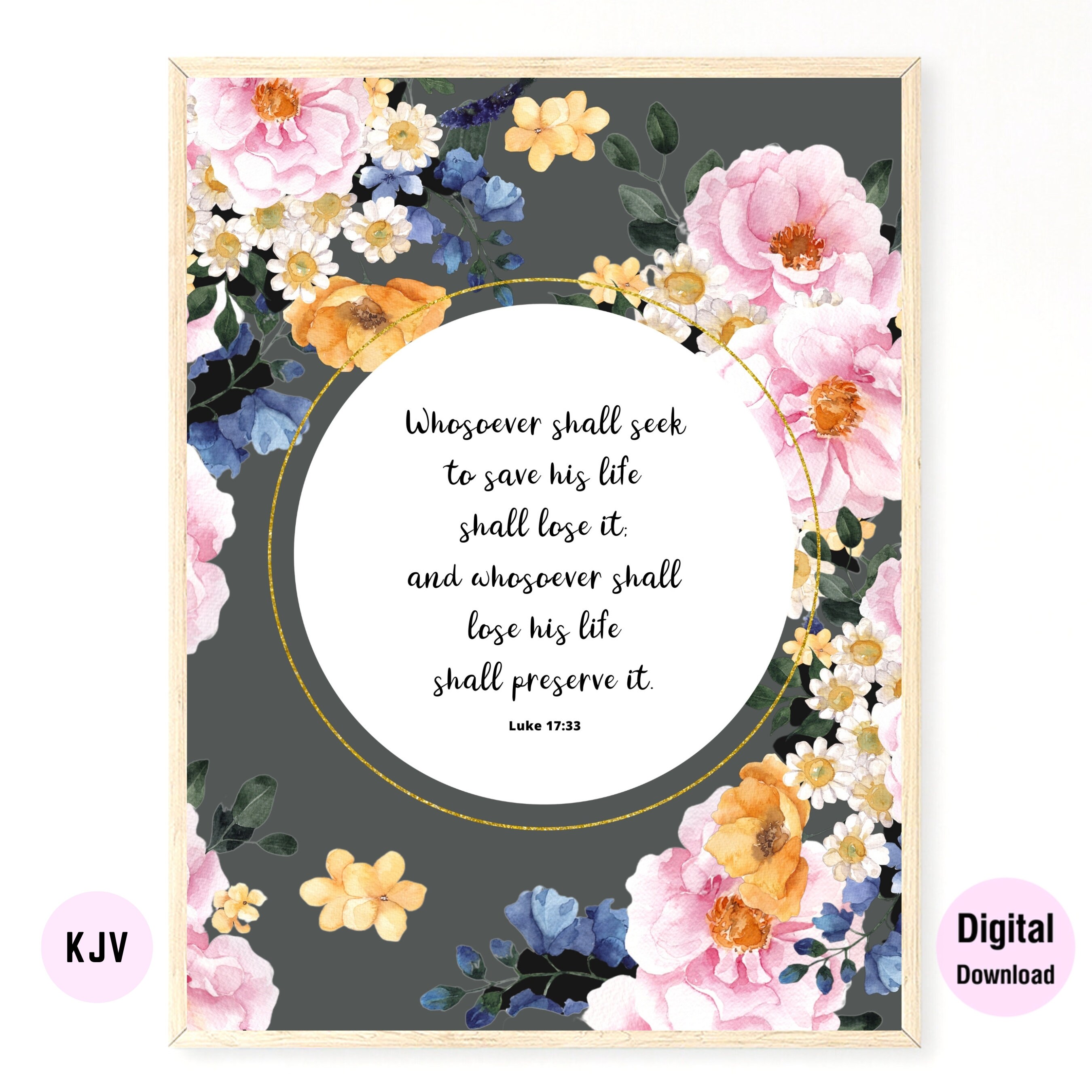 Luke 17:33 NKJV & KJV Bible Verse Printable Wall Art Digital Scripture ...