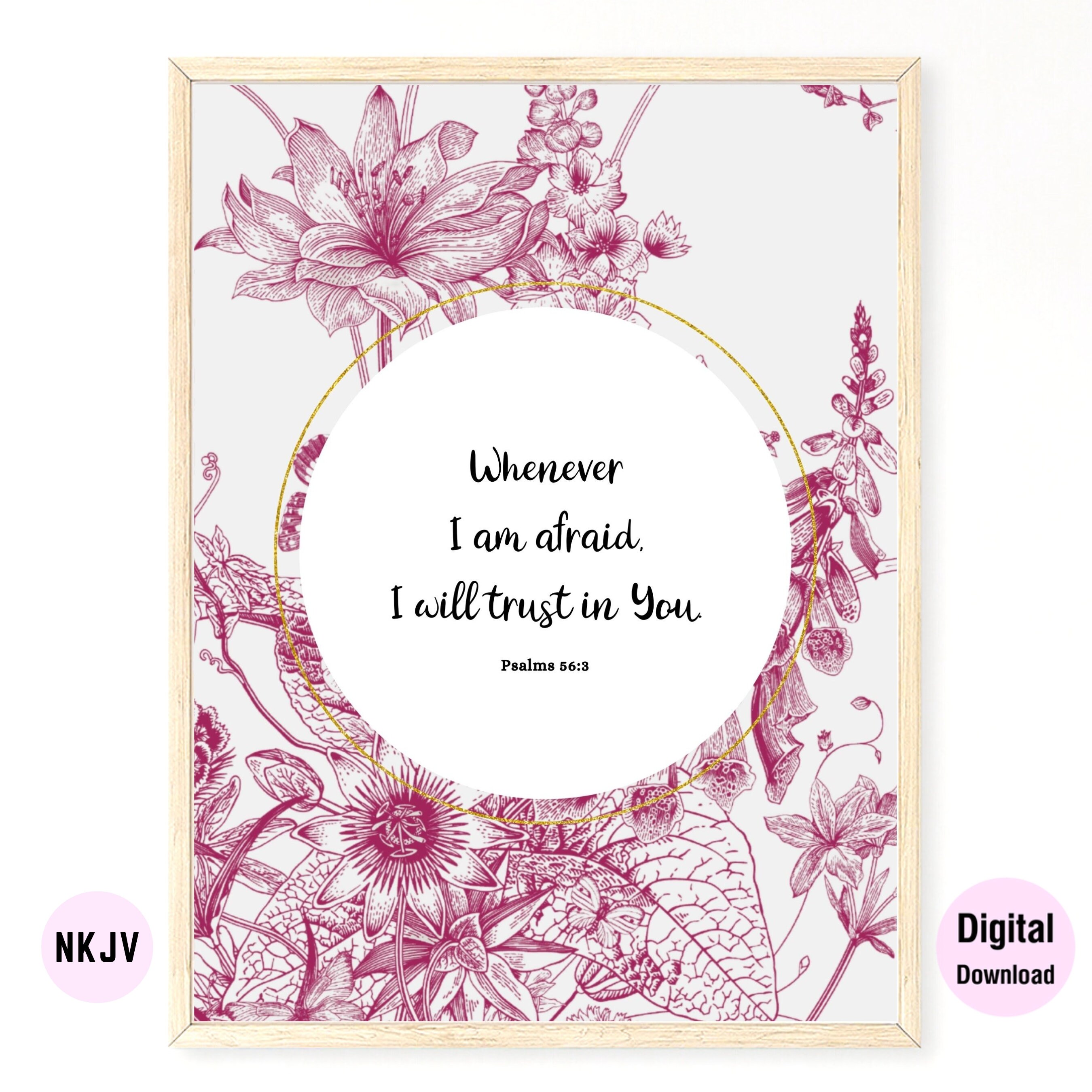 Psalms 56:3 NKJV & KJV Bible Verse Printable Wall Art Digital Download ...