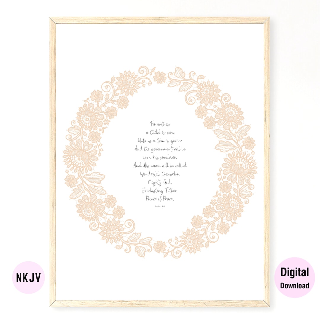 Isaiah 9:6 NKJV & KJV - Bible Verse Printable Wall Art | Digital ...