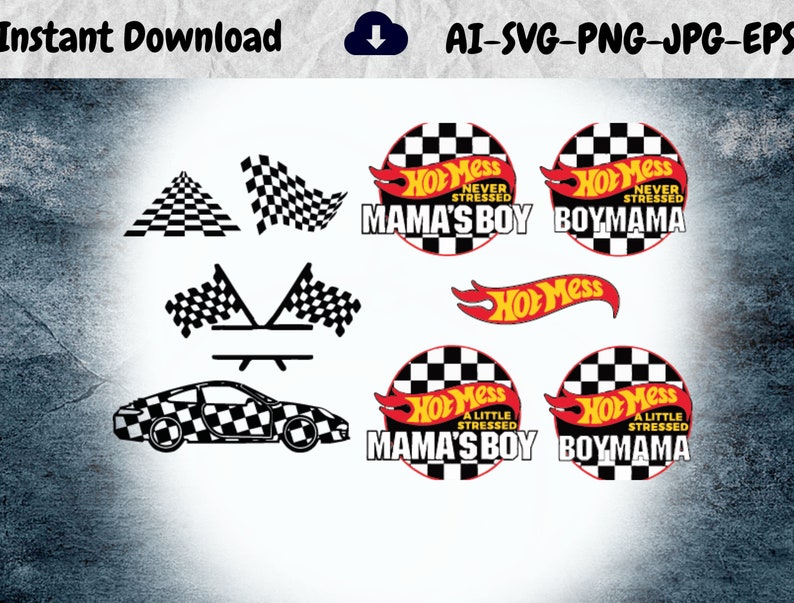 Hot Mess Svg Bundle Digital Design Svg Bundle For Hot Wheels Etsy