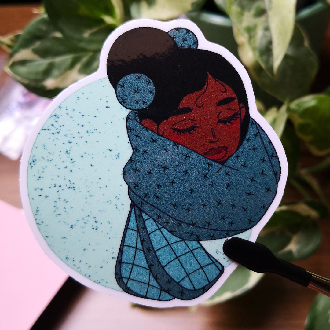 Blue Cute Scarf Girl Sticker Waterproof 3-inch Glossy Vinyl Sticker ...
